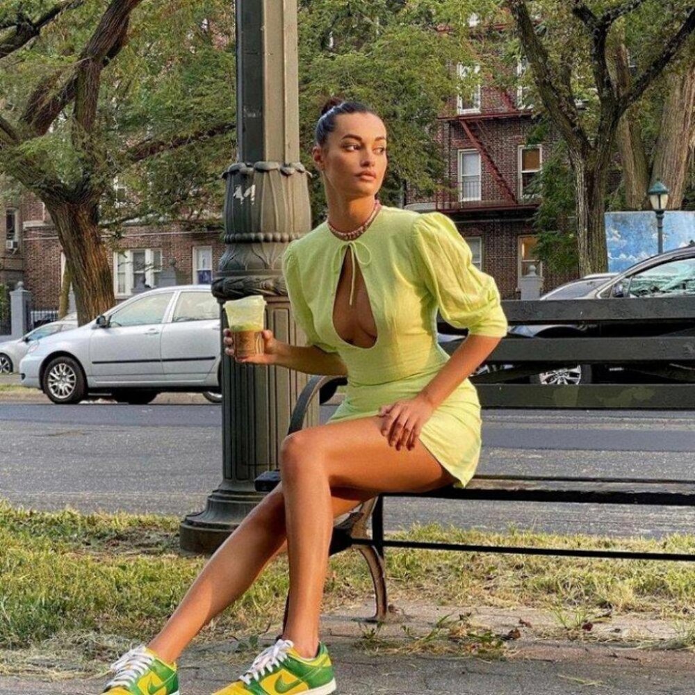 Cinta The Label Lysander Mini Dress Green Solid M - Gem